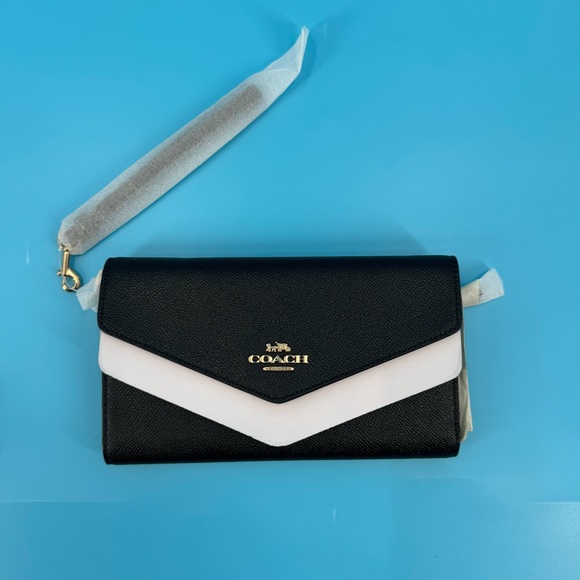 Coach | Bags | Coach Travel Envelope Wallet Wristlet In Blackleather ...